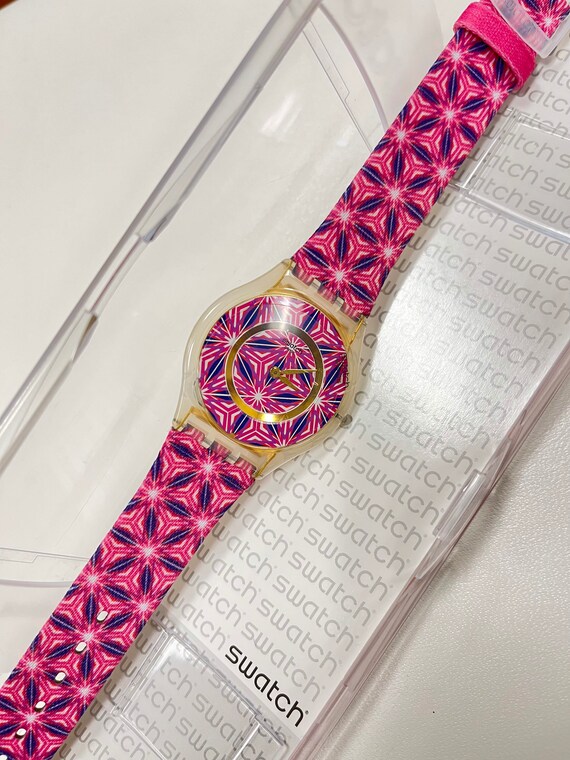 Swatch Watch SKIN Vetrata spring design in pink purpl… - Gem