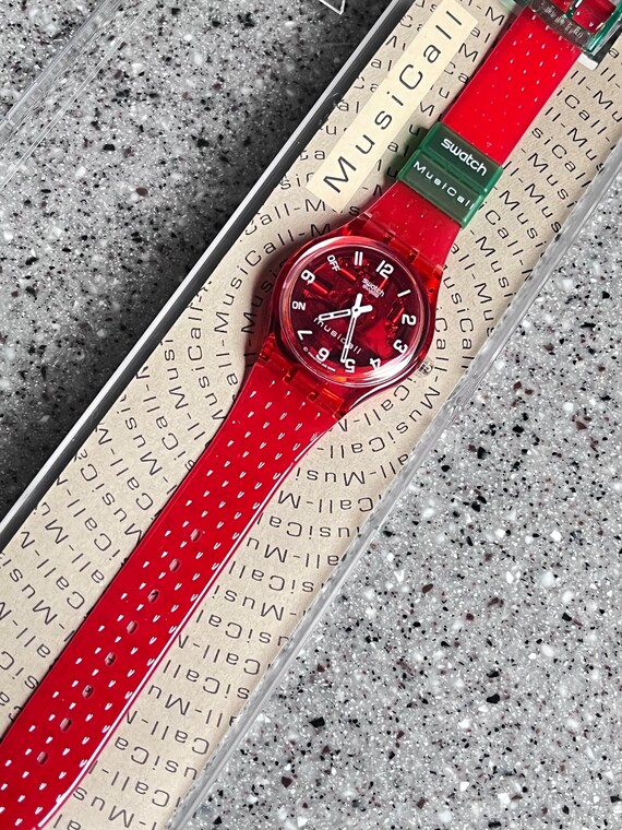 VINTAGE SWATCH Watch Peter Gabriel Red Rhythm Musical… - Gem