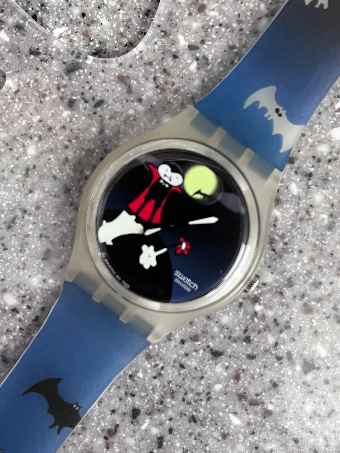 Vintage SET Swatch Watch GK331 "batsknight" Swatch HALLOWEEN Special ...