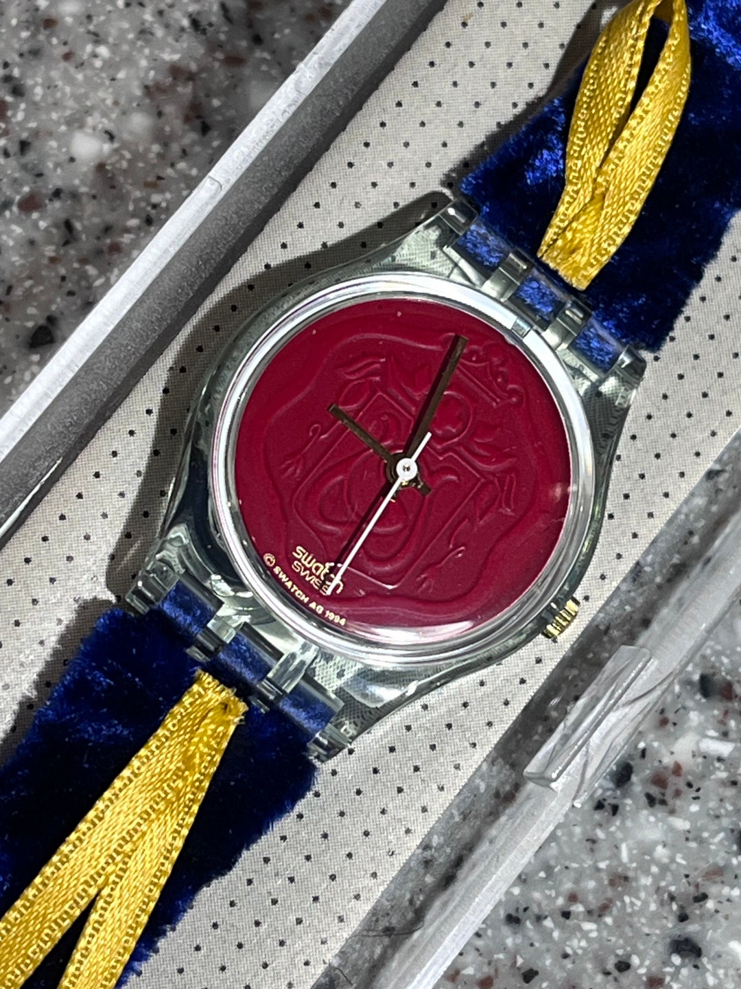 New 1995 Vintage Swatch 25mm CORD ON BLEU LG114 Unworn Velvet on ...