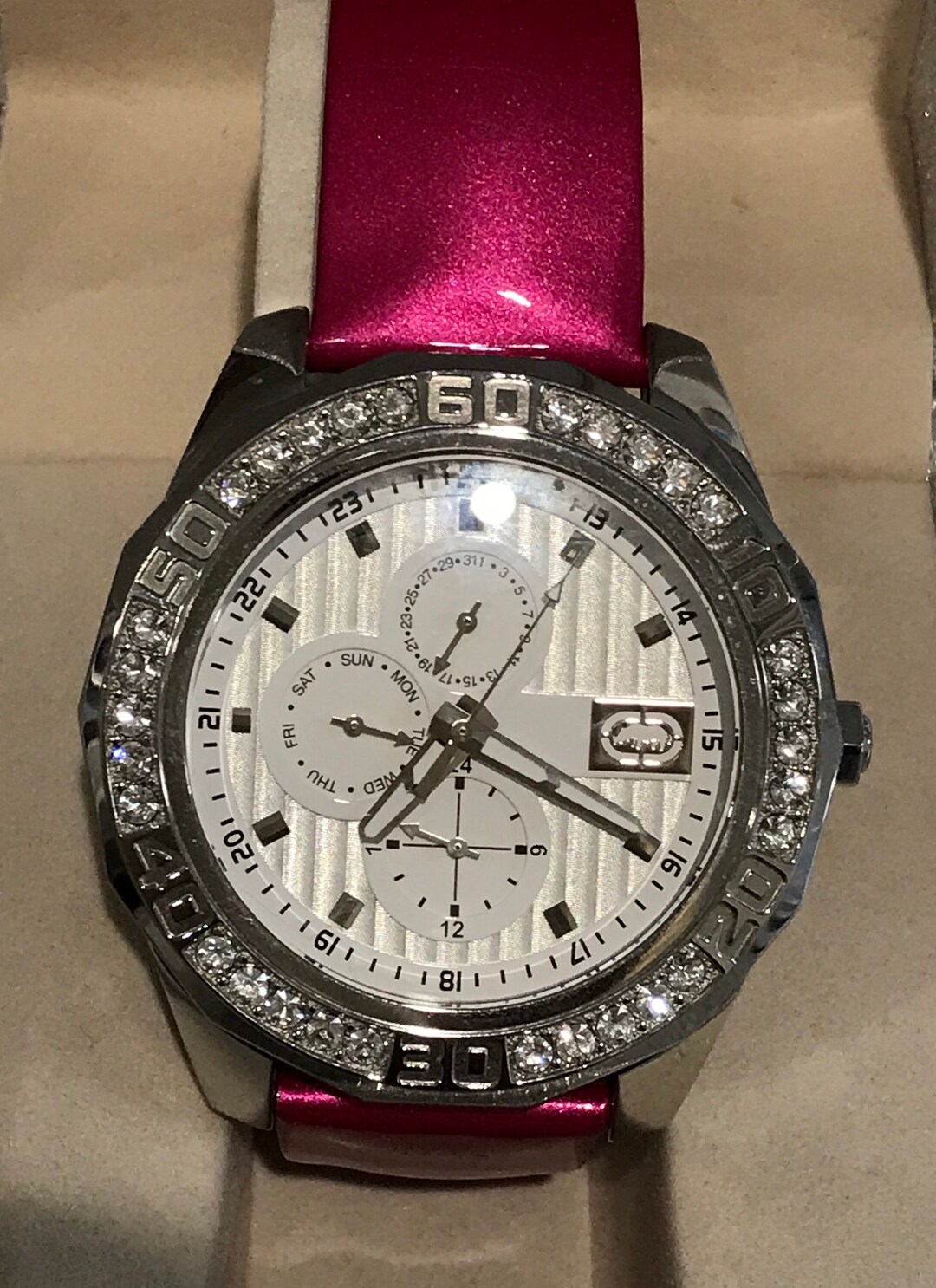 European Pink Jolie Swarovski Crystal Marc Ecko Working Watch Never ...