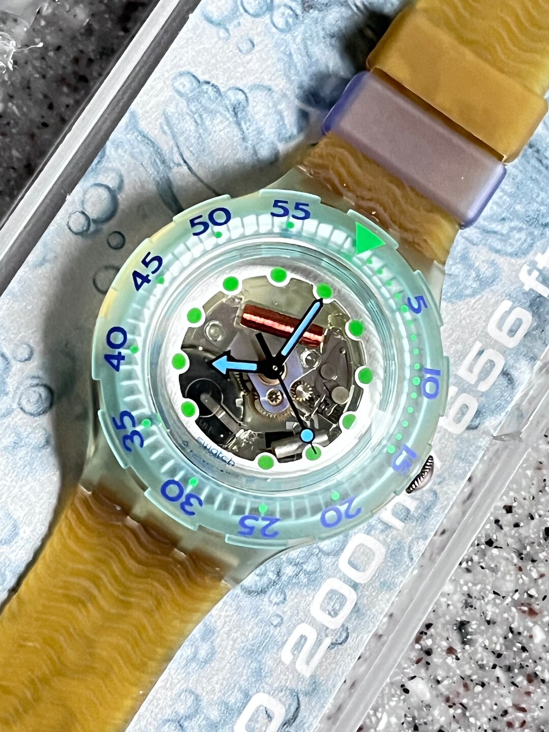 Swatch Watch Vintage Scuba 1993 Watch Blue Ice SDK107 38mm With Battery ...