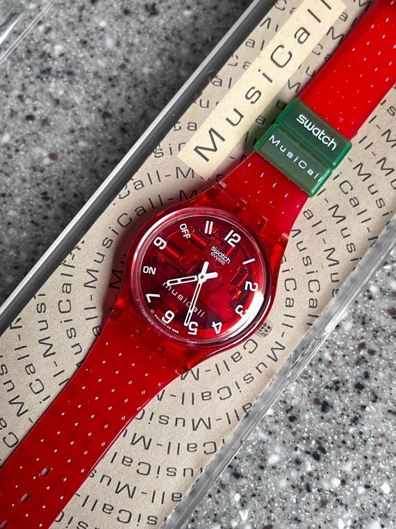 VINTAGE SWATCH Watch Peter Gabriel Red Rhythm Musical… - Gem