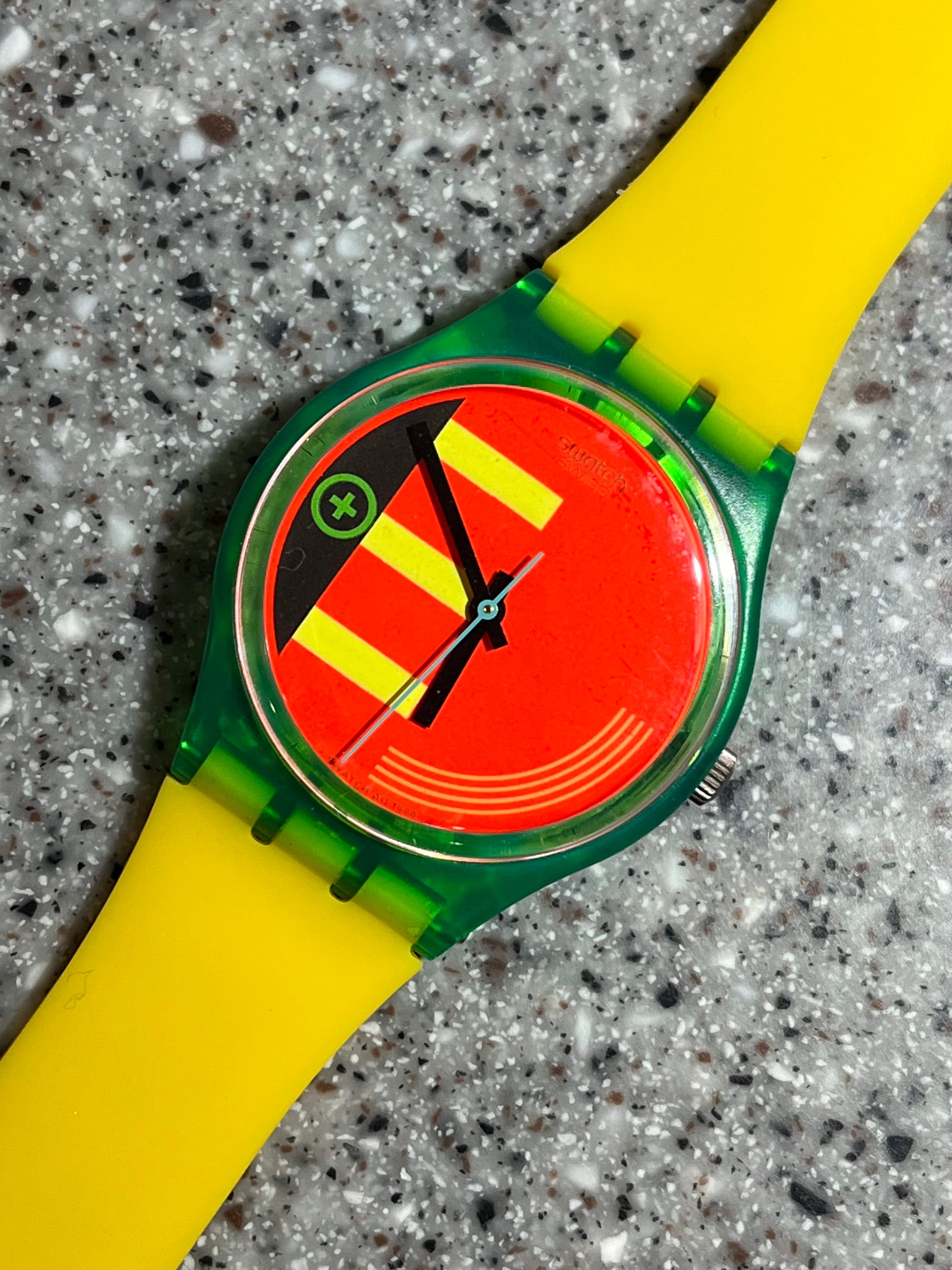 1988 Swatch Watch 34mm Face RARE GG103 Neo Rider With 1988 Swatch Watch 34mm Face RARE GG103 Neo Rider With