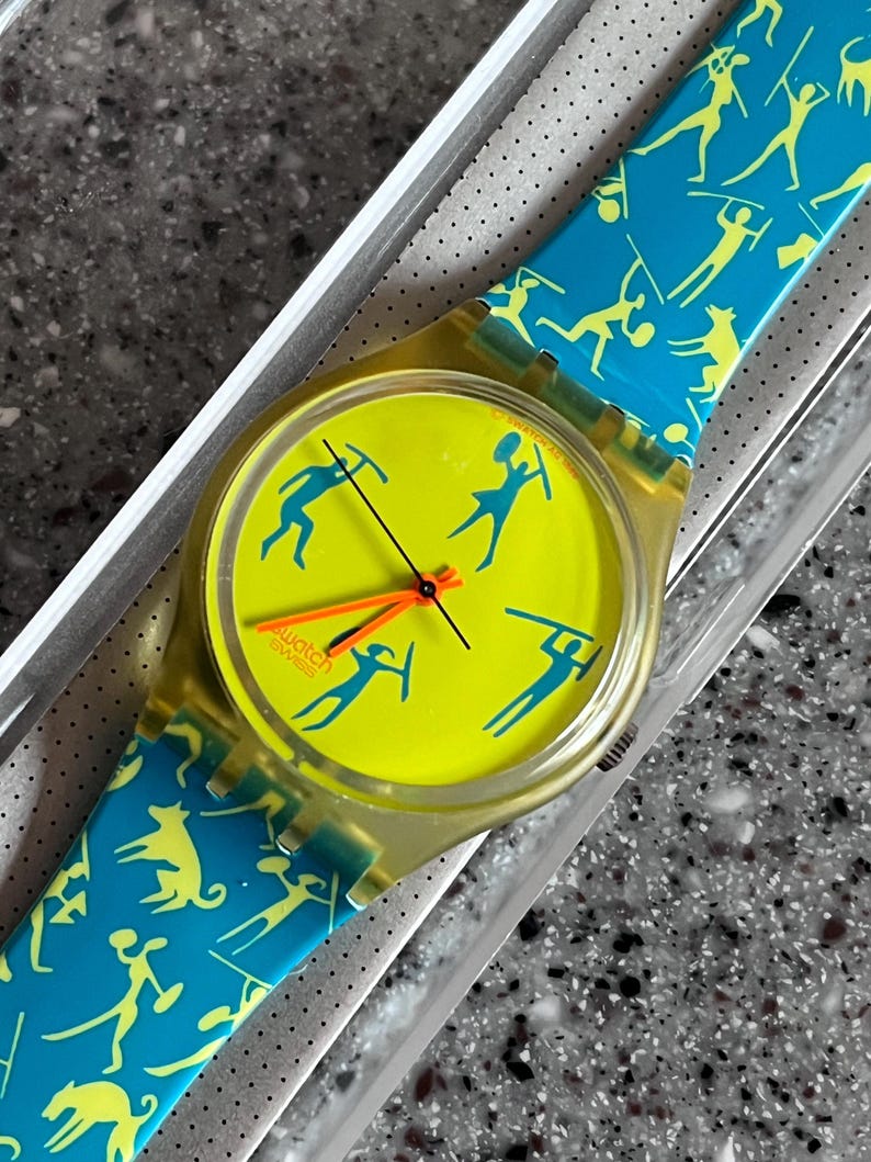 Vintage Swatch Watch Artist Designed 34mm African Can GK120 Swatch in ...