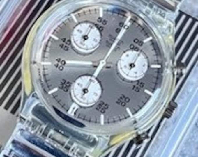 Mirrored Chrono 90s Swatch Watch Flexible Band in Original Box With ...