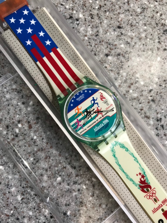 Rare Atlanta Olympic 1996 Swatch watch Laurels Americ… - Gem