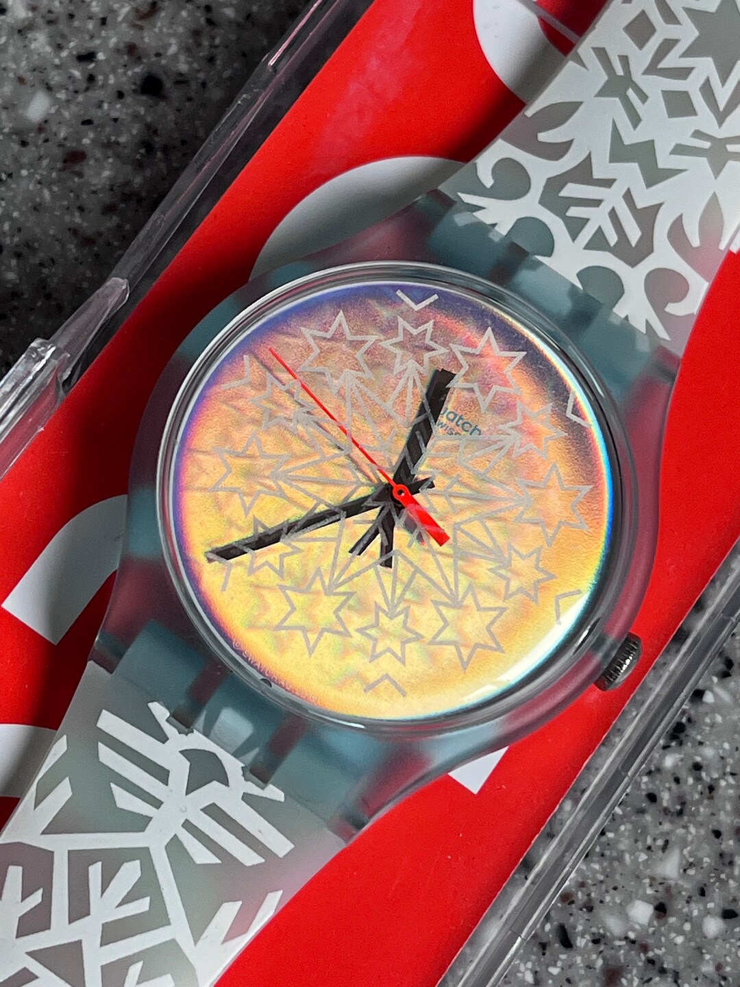 RARE Limited Swatch Watch SUOZ222 Xmas Special Holograph Face ...