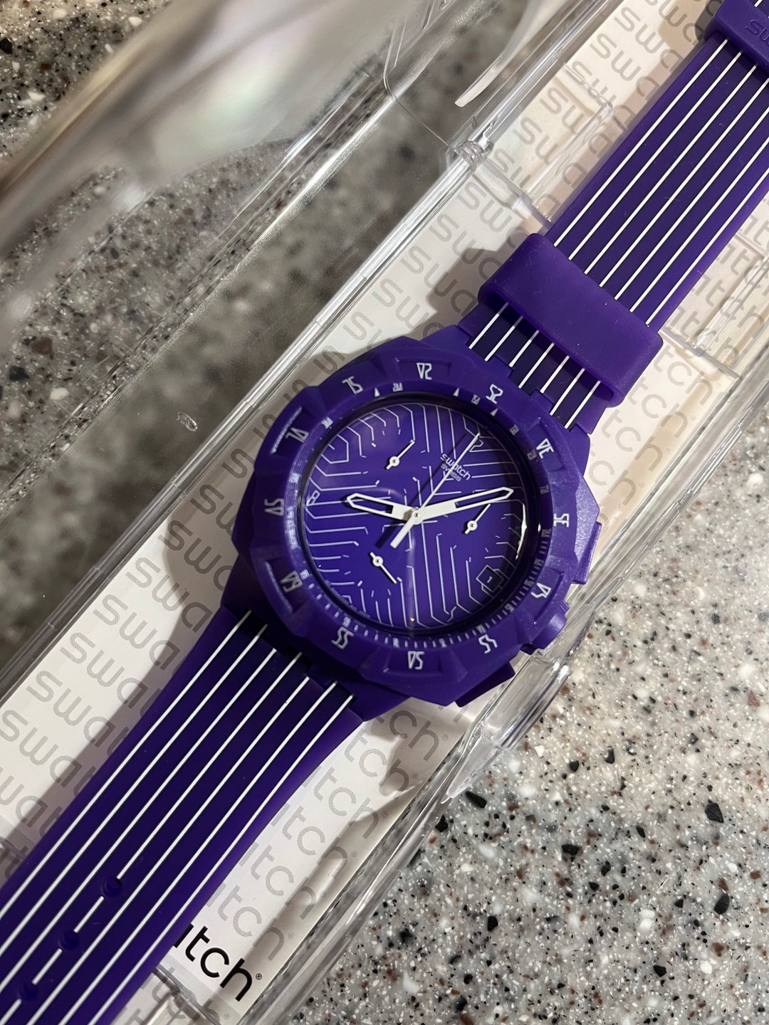 Fabulous Swatch Watch Chronograph Purple Rain or Run New Old Stock Just ...