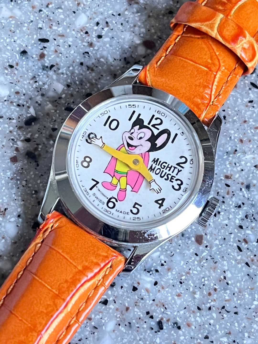 Vintage Mighty Mouse Watch Mechanical Wind up Cartoon Mouse No Box ...