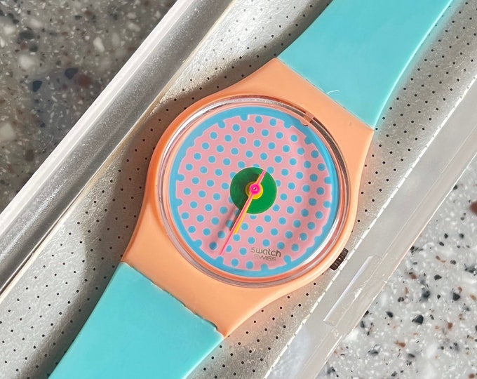 Swatch Vintage 1986 Pink Flamingo LP100 22mm Face in Box Worn a Handful ...