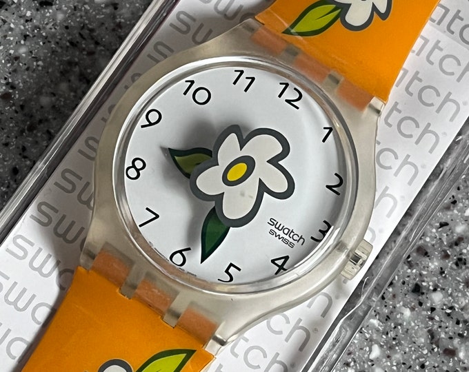 Rare X-large Flower Vintage Swatch Watch Running With Battery Never ...