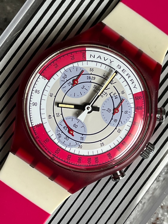 1991 Vintage Swatch Chronograph chrono watch Navy Ber… - Gem