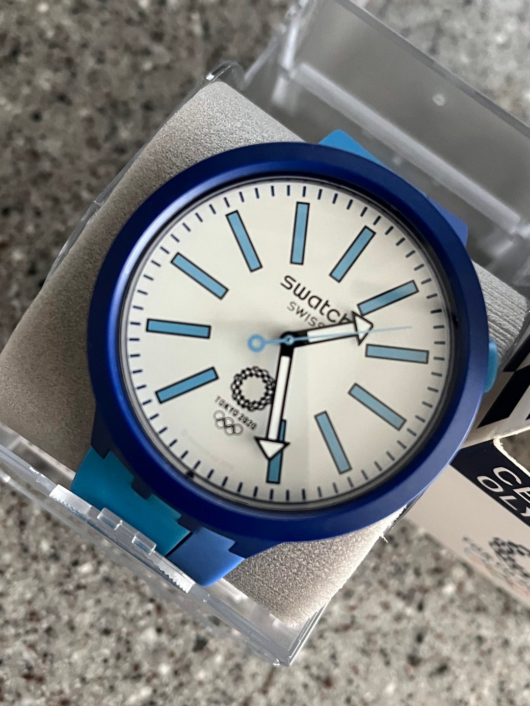 Olympic Big Bold Swatch Watch Blue and White New in Box With Battery ...