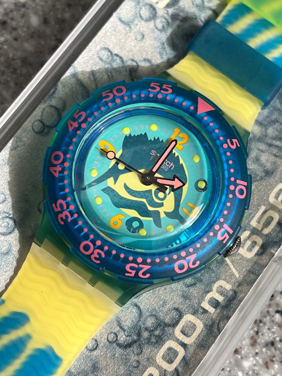 NEW Vintage 1993 Swatch Watch Scuba 200 Swordfish SDG101 Unworn Working ...