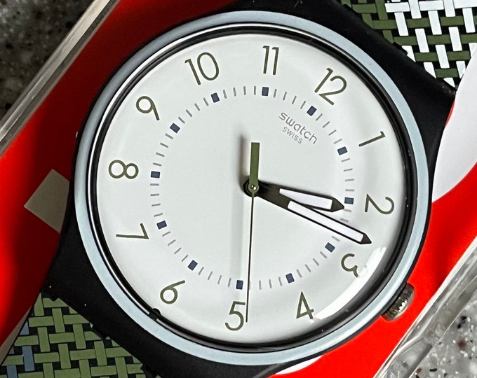 Swatch Watch 41mm Face New Never Worn Mirrored Face With Navy and ...