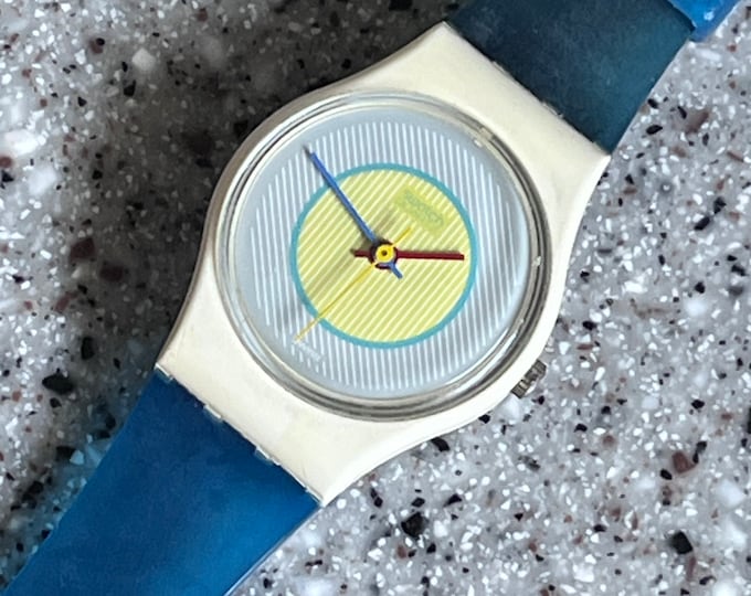 1985 RARE Pre-owned LW106 Swatch Watch 25mm Called Banana Smaller 25mm ...