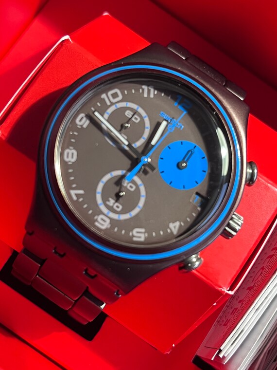 Aluminum Swatch Watch Chronograph Blauer Fleck NEW ne… - Gem