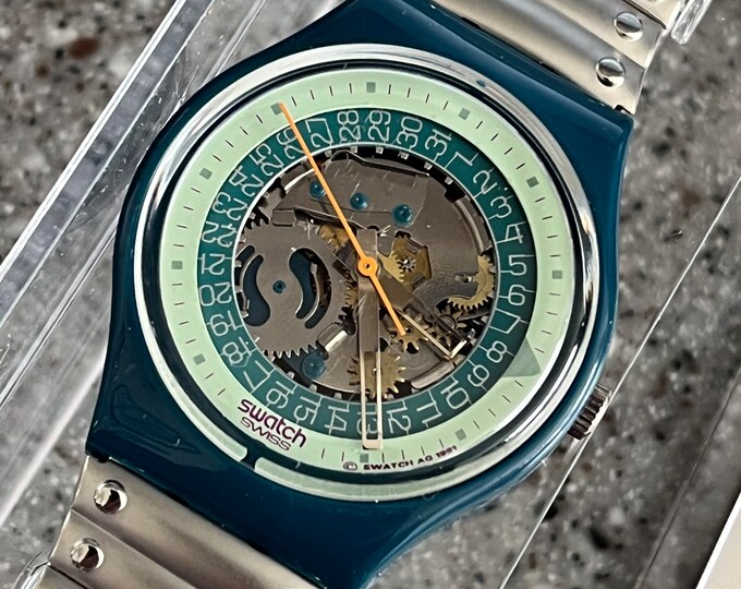 Swatch Watch Vintage Peter Gabriel adam Musical SLZ106 New Old Stock New in Box With Battery ...