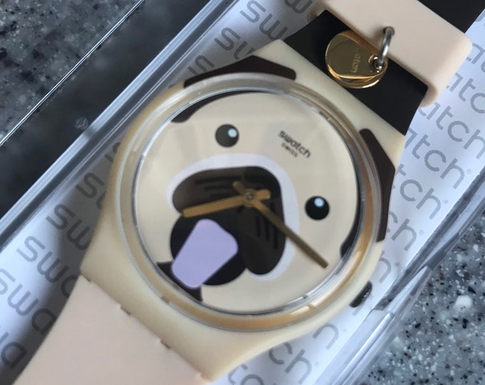 Sweet Swatch Watch PUG Dog Called Carlito He Has a Gold Swatch Dog Tag ...