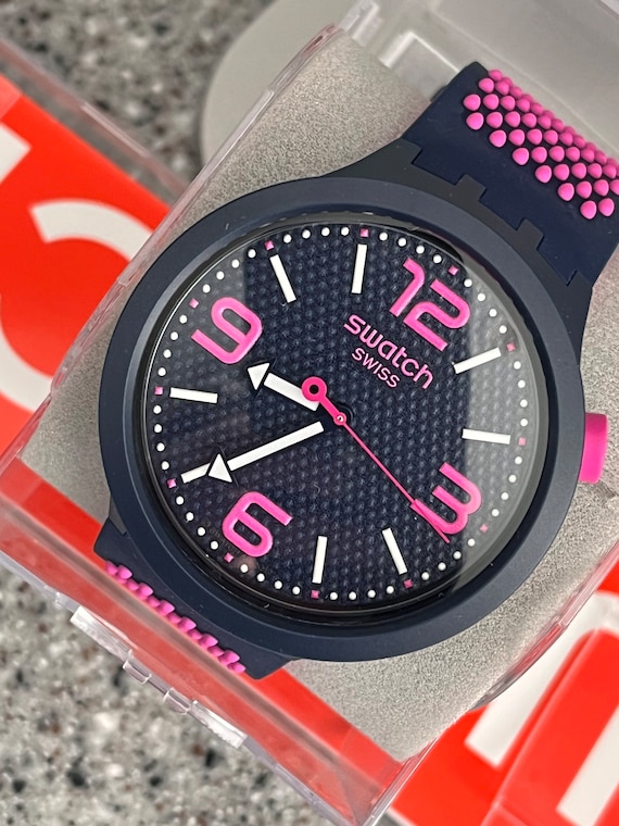 Big Bold NEW swatch watch Candy pink and navy unworn … - Gem