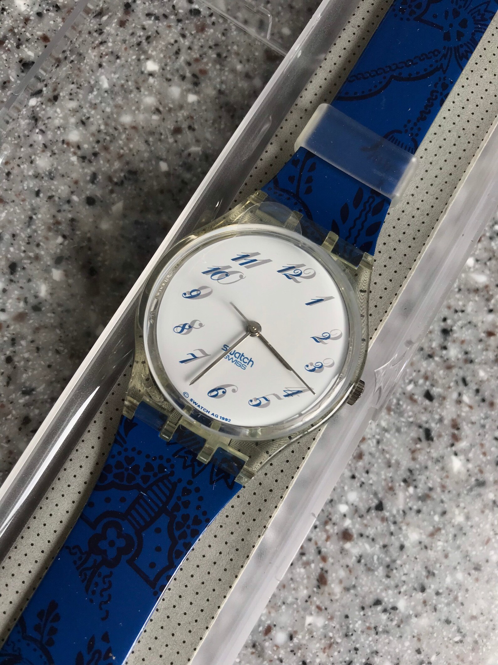 Vintage Swatch Watch GK162 Blue Tisane NOS Paper Box Ag1992 Never Worn ...