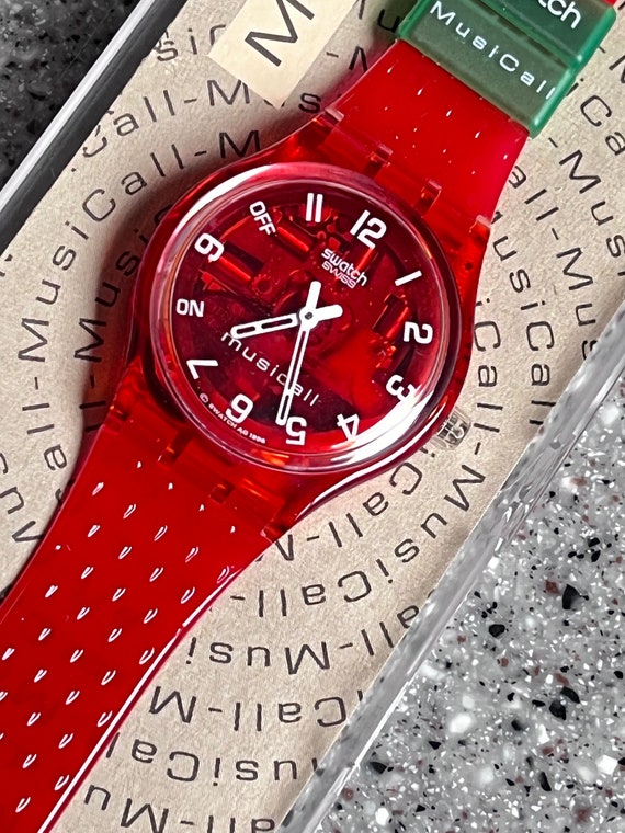 VINTAGE SWATCH Watch Peter Gabriel Red Rhythm Musical… - Gem