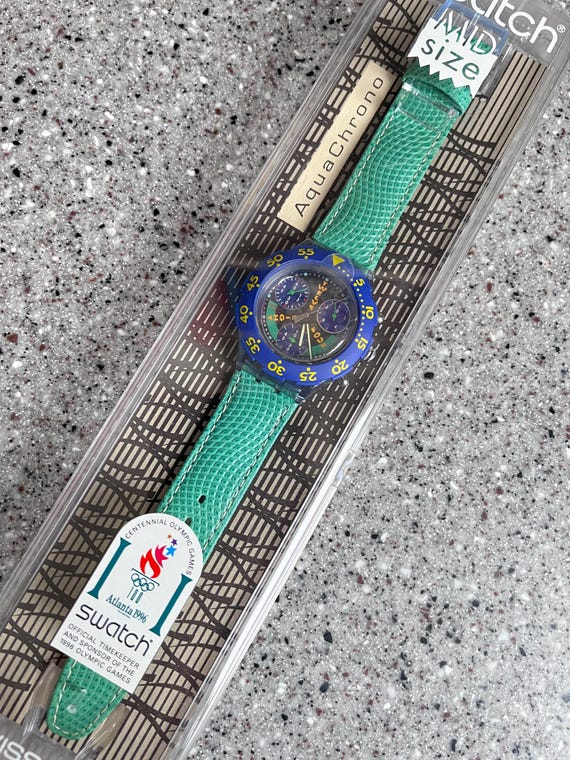 1995-96 RARE Swatch Watch Vintage Acquachrono Spring … - Gem