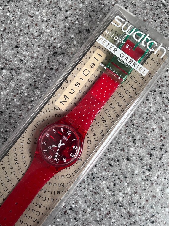 VINTAGE SWATCH Watch Peter Gabriel Red Rhythm Musical… - Gem