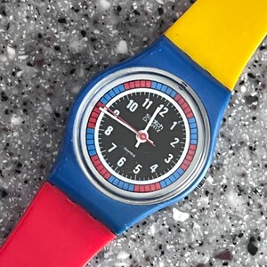 1985 Swatch Vintage Tri-color Racer Original New Unworn Working With ...