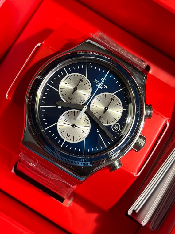 New Chronograph Chrono Stainless Steel Swatch watch b… - Gem