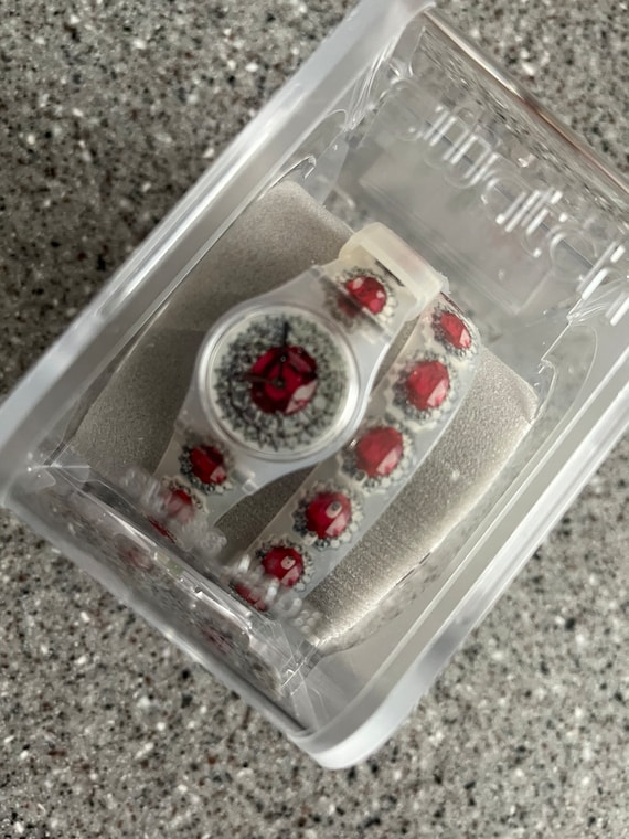 Swatch Watch RUBY Silver jeweled pattern double lengt… - Gem