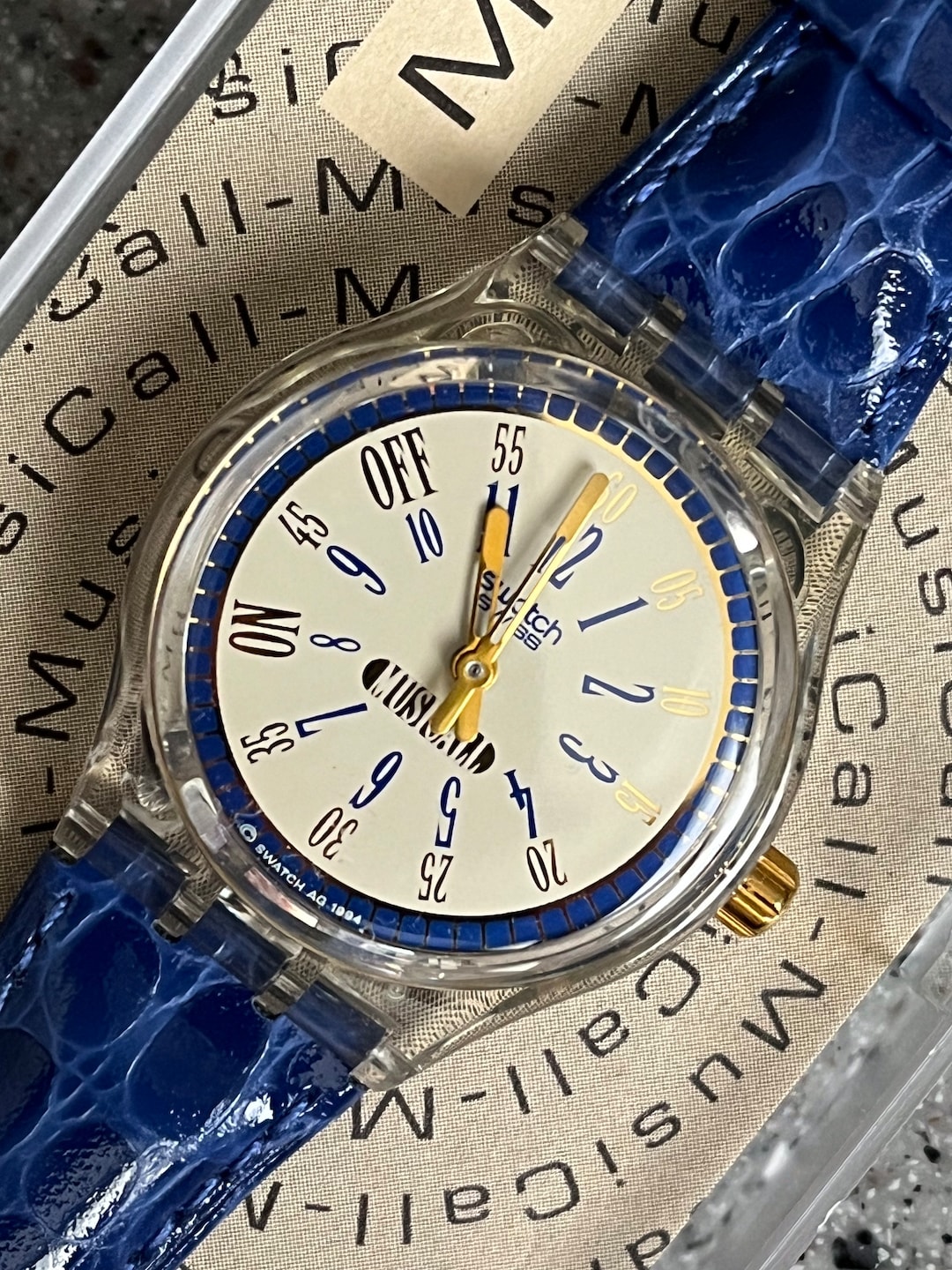 Vintage Swatch Watch NEW 1994 Call up SLK105 34mm Philip Glass Musicall ...