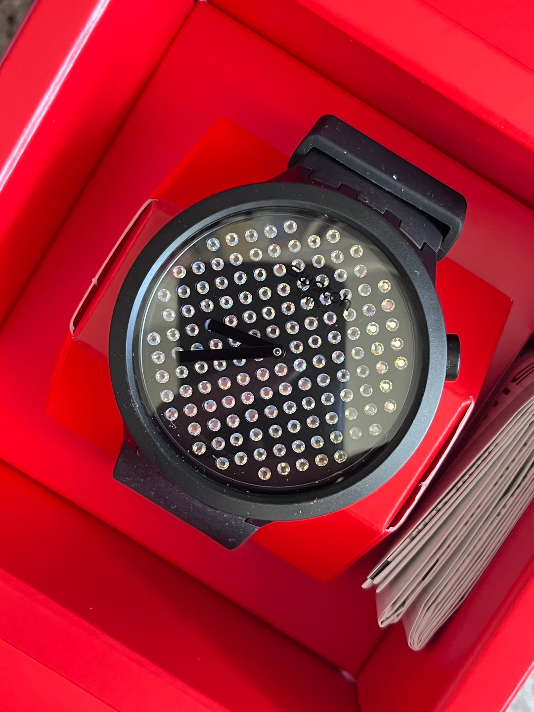 Swatch Watch Large Bioceramic Black Stunning Crystals Dark Boreal Big Bold 47mm Face NEW Unworn ...