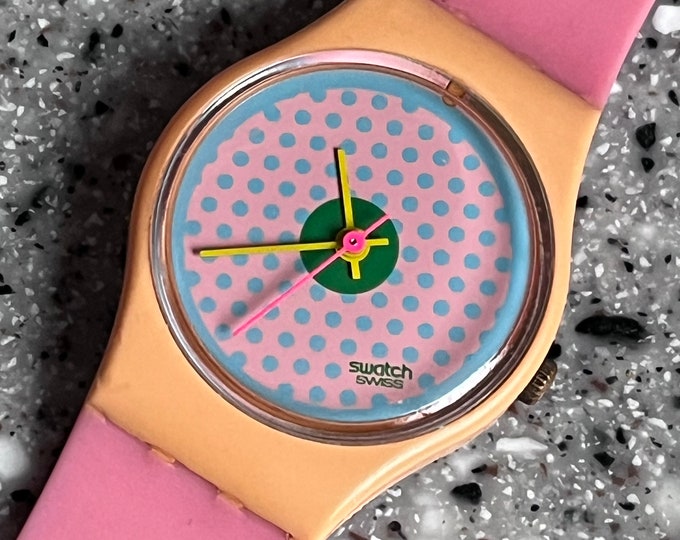 RARE Vintage Swatch Watch Pink Flamingo Lp100 From 1986 in Box 25mm Pre ...