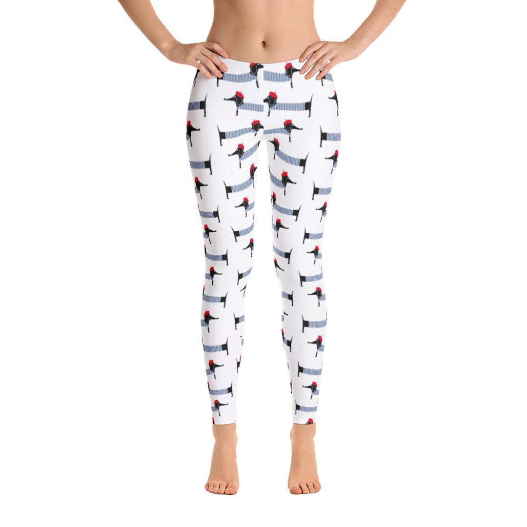 French Weiner Dog Leggings, Yoga Dog's Womens Legging, Women's Dog ...