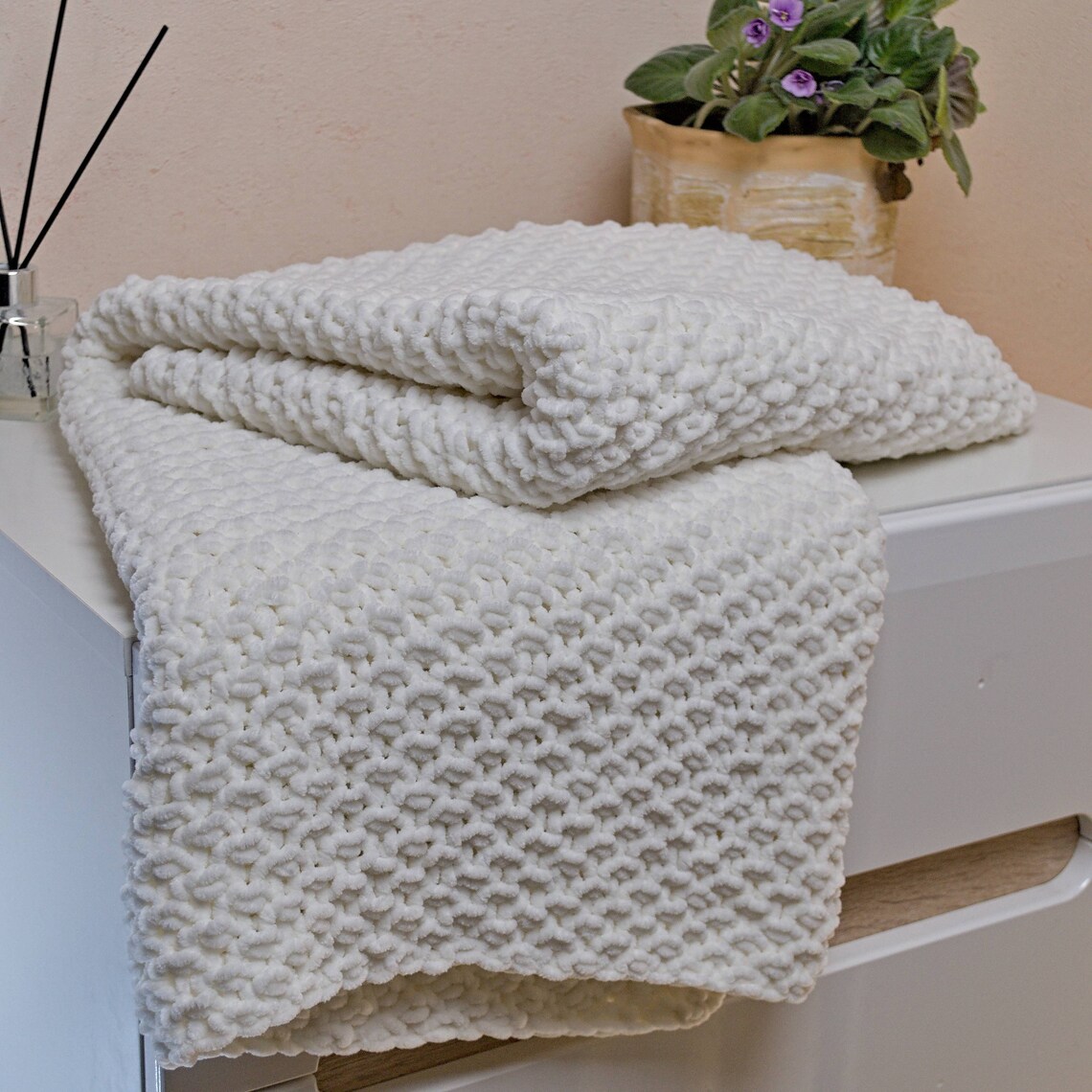 Hand Knit Baby Blanket - Soft, Plush, and Perfect for Snuggles! Chunky ...