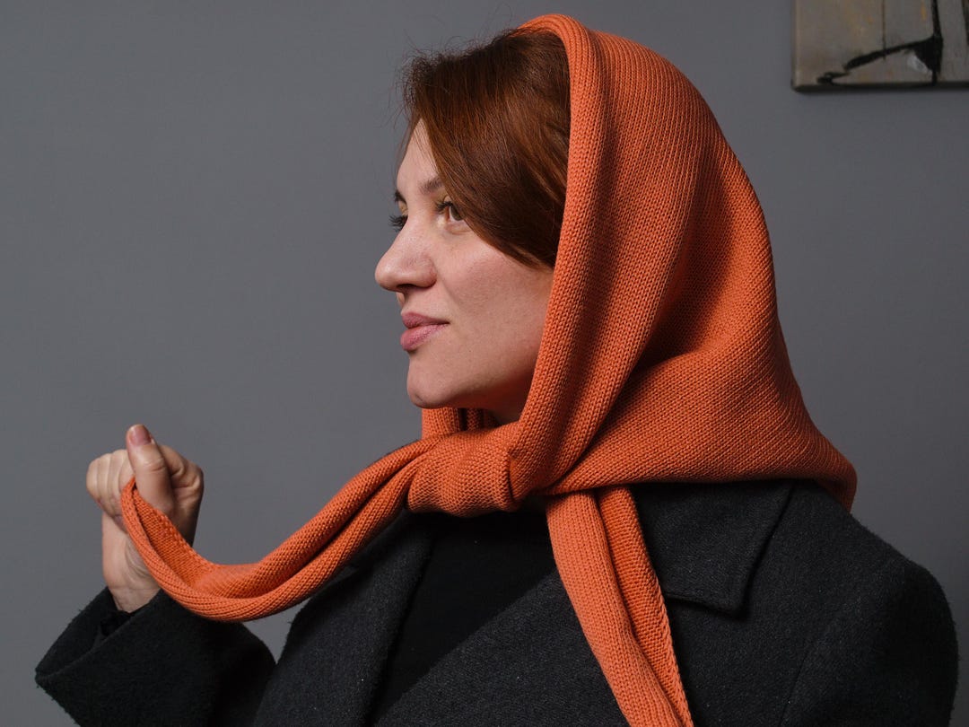 Terracotta Merino Wool Headscarf - Stylish, Warm & Cozy. Triangle Red ...
