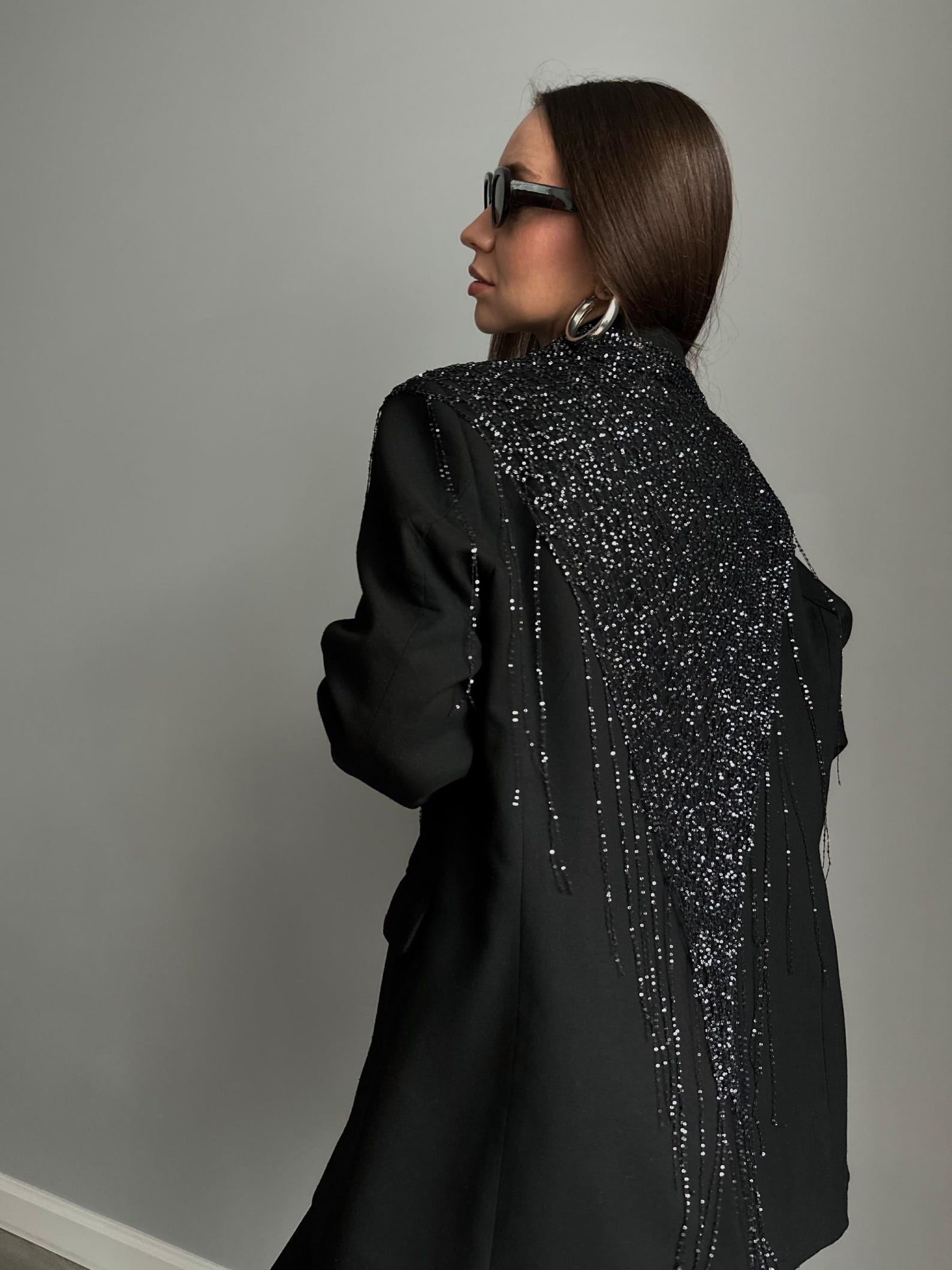 Black Sparkling Shawl, Handmade Sequin Wrap, Evening Headscarf ...