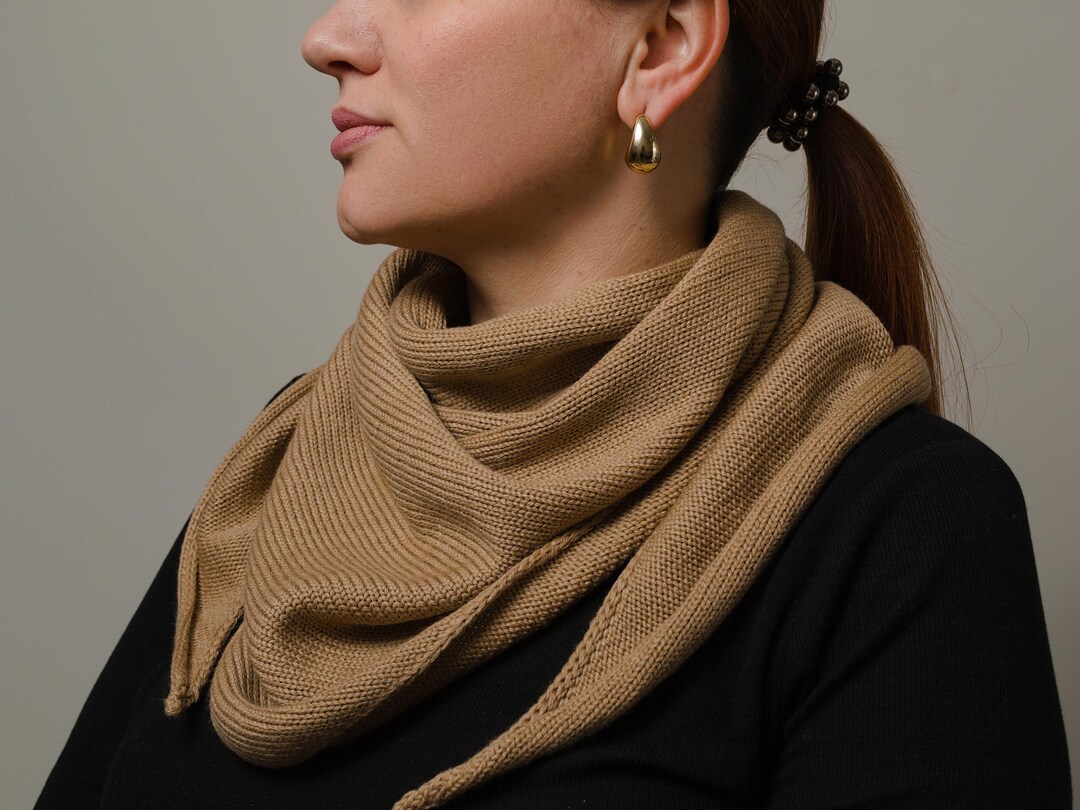 Large Triangle Wool Scarf – Soft Merino Wool Wrap, Handmade Knitted ...