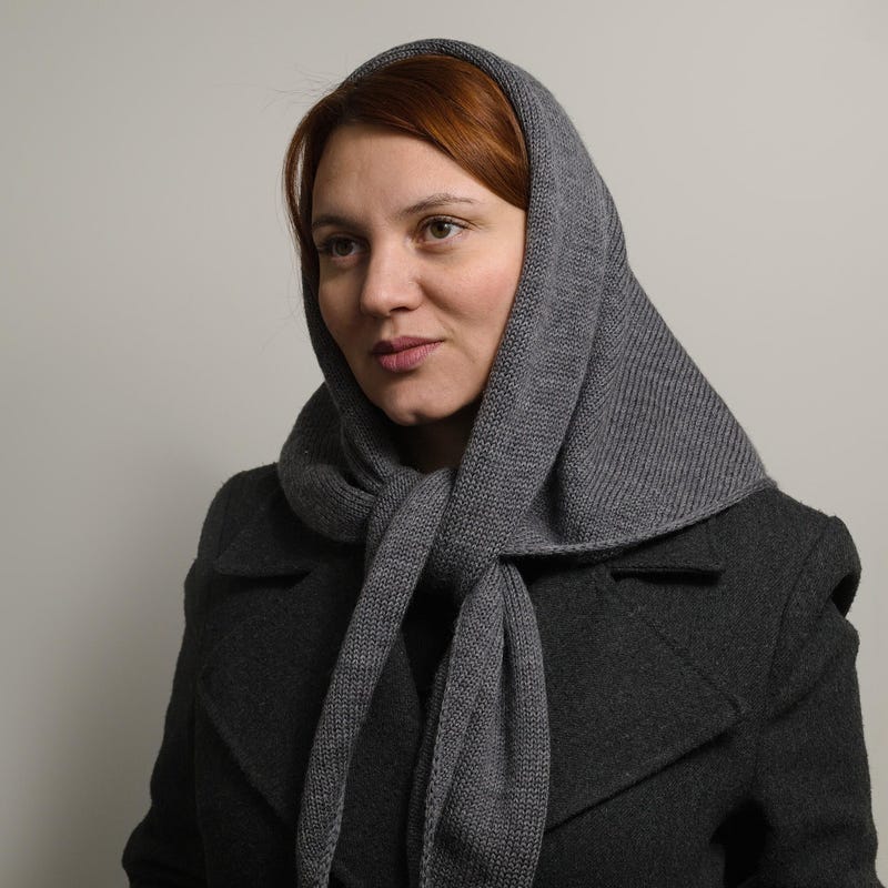 Grey Knit Scarf - Etsy