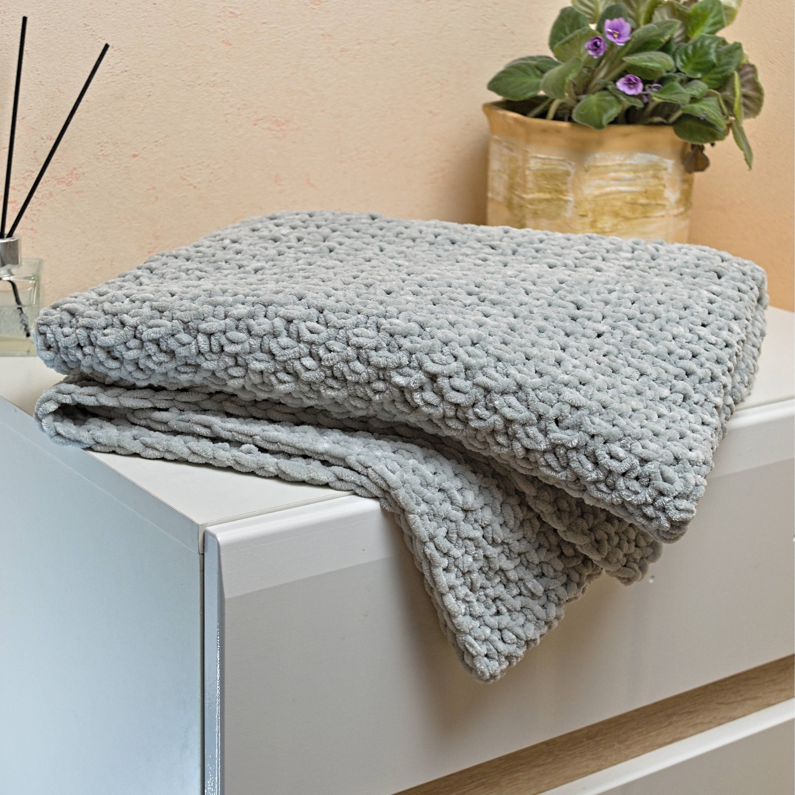 Hand Knit Baby Blanket - Soft, Plush, and Perfect for Snuggles! Chunky ...