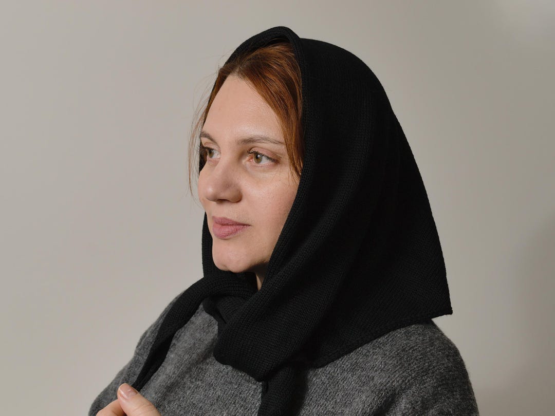 Black Triangle Headscarf. Natural Wool Kerchief - Stylish, Warm & Cozy ...