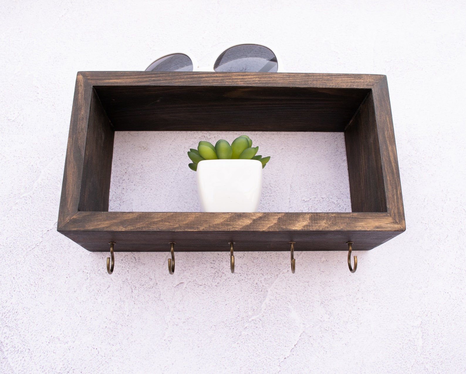 Entryway Mail Key Organizer wood floating shelf key holder | Etsy