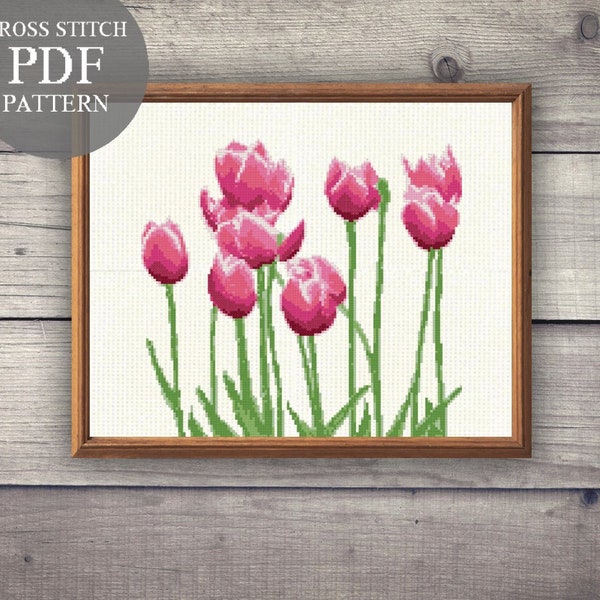 Tulip Cross Stitch - Etsy