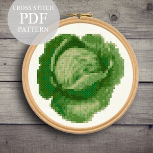 12 Mini Vegetables Cross Stitch Patterns Set. Cabbage Carrot Pumpkin ...