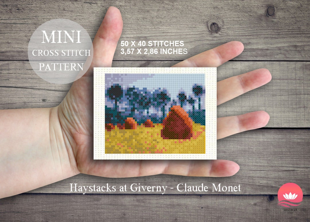 MINI Haystacks at Giverny Claude Monet Cross Stitch PDF Pattern. Famous ...