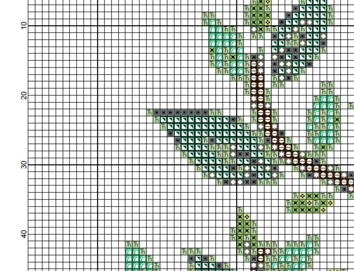 Elegant Green Tree Cross Stitch Pattern. Tree Cross Stitch | Etsy