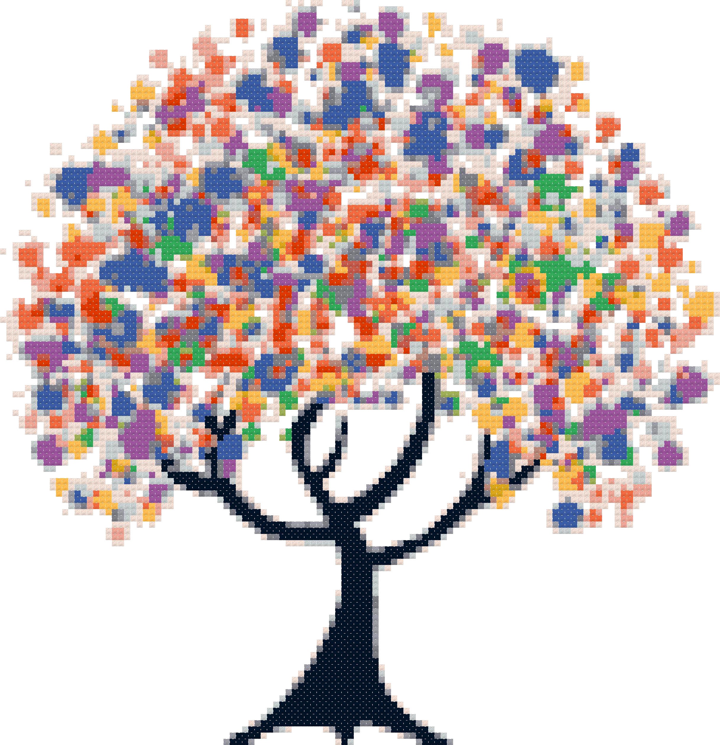 3 Colorful Trees Cross Stitch Patterns SET. Tree Cross Stitch - Etsy