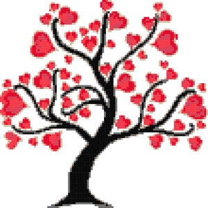 Love Tree Cross Stitch Pattern. Tree Cross Stitch Pdf. Modern - Etsy